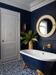 10 Captivating Navy Bathroom Ideas - Homezillo