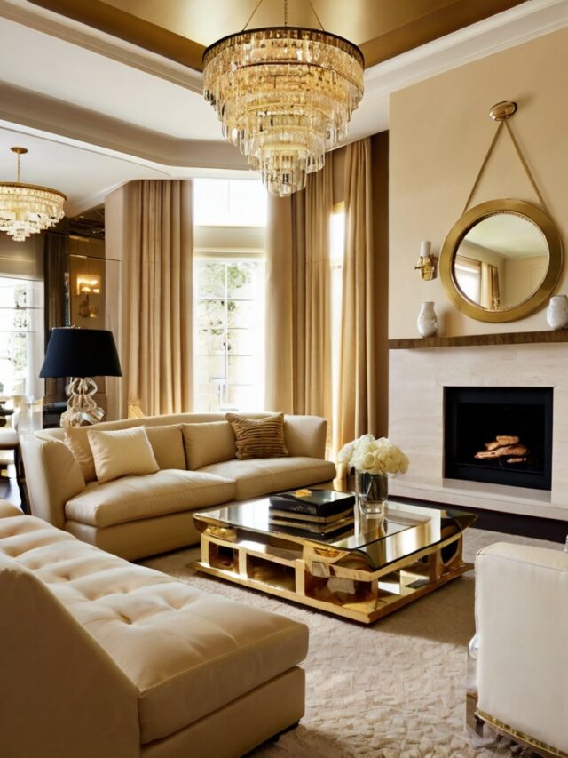 15+ Gold and Cream Living Room Ideas: How to Style Walls and Floors ...