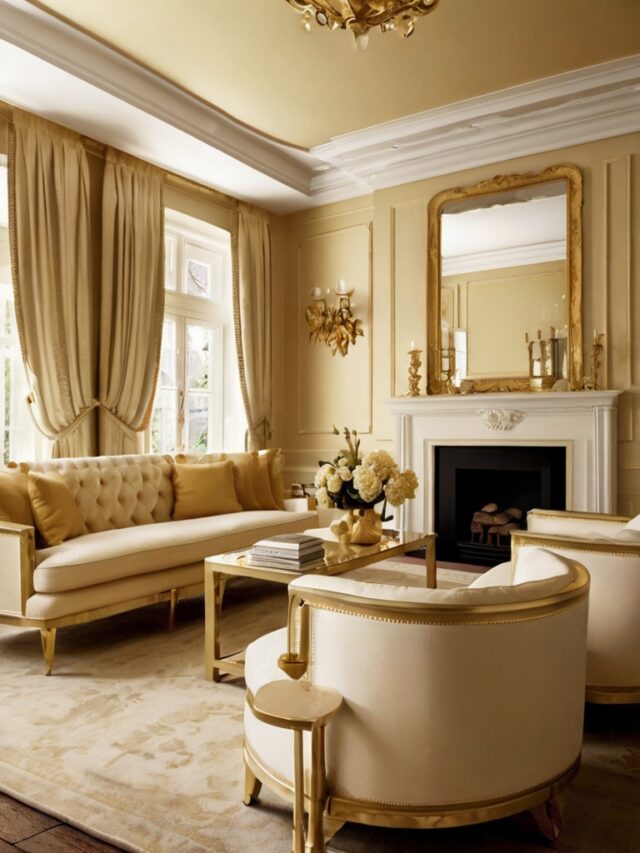 15+ Gold and Cream Living Room Ideas: How to Style Walls and Floors ...