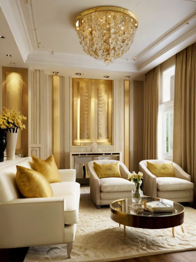 15+ Gold and Cream Living Room Ideas: How to Style Walls and Floors ...