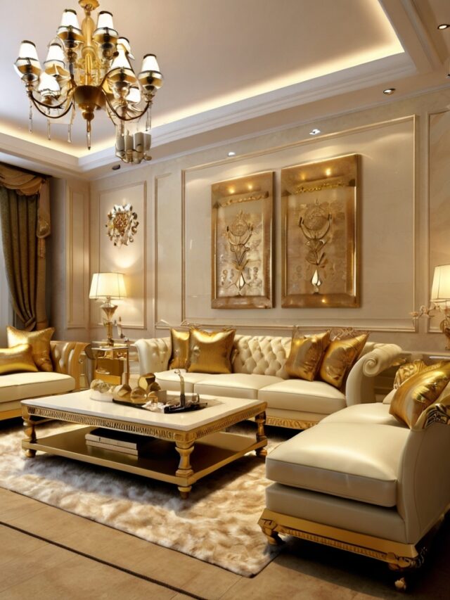 15+ Gold and Cream Living Room Ideas: How to Style Walls and Floors ...