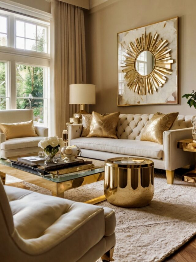 15+ Gold and Cream Living Room Ideas: How to Style Walls and Floors ...