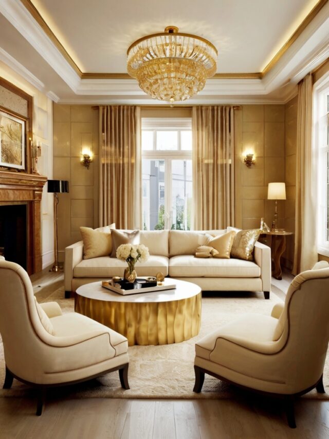 15+ Gold and Cream Living Room Ideas: How to Style Walls and Floors ...