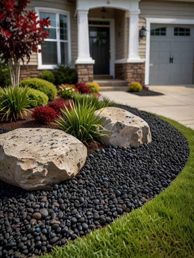 16 Affordable Front Yard Landscaping Ideas with Rocks - Homezillo