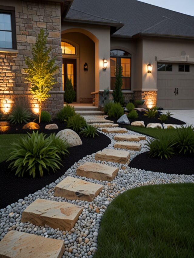 16 Affordable Front Yard Landscaping Ideas with Rocks - Homezillo