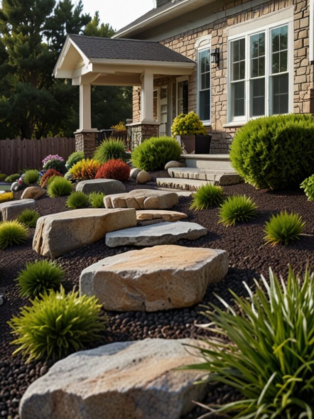 16 Affordable Front Yard Landscaping Ideas with Rocks - Homezillo